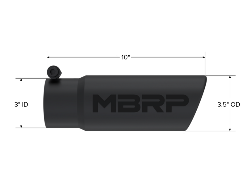 Exhaust Tip 3 1/2 Inch O.D. Angled Rolled End 3 Inch Inlet 10 Inch Len ...