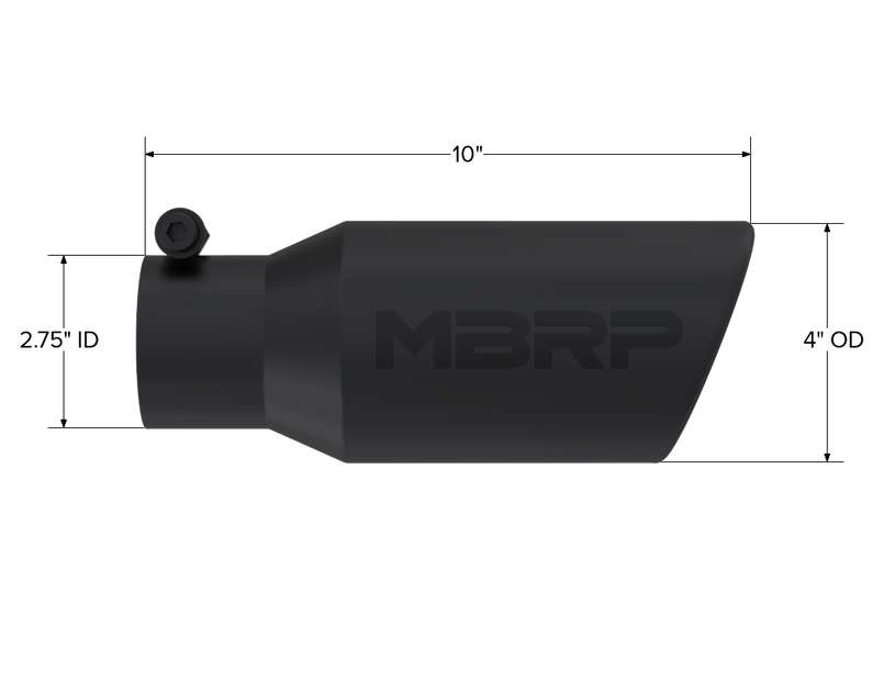 Exhaust Tip 4 Inch O.D. Angled Rolled End 2 3/4 Inch Inlet 10 Inch Len ...